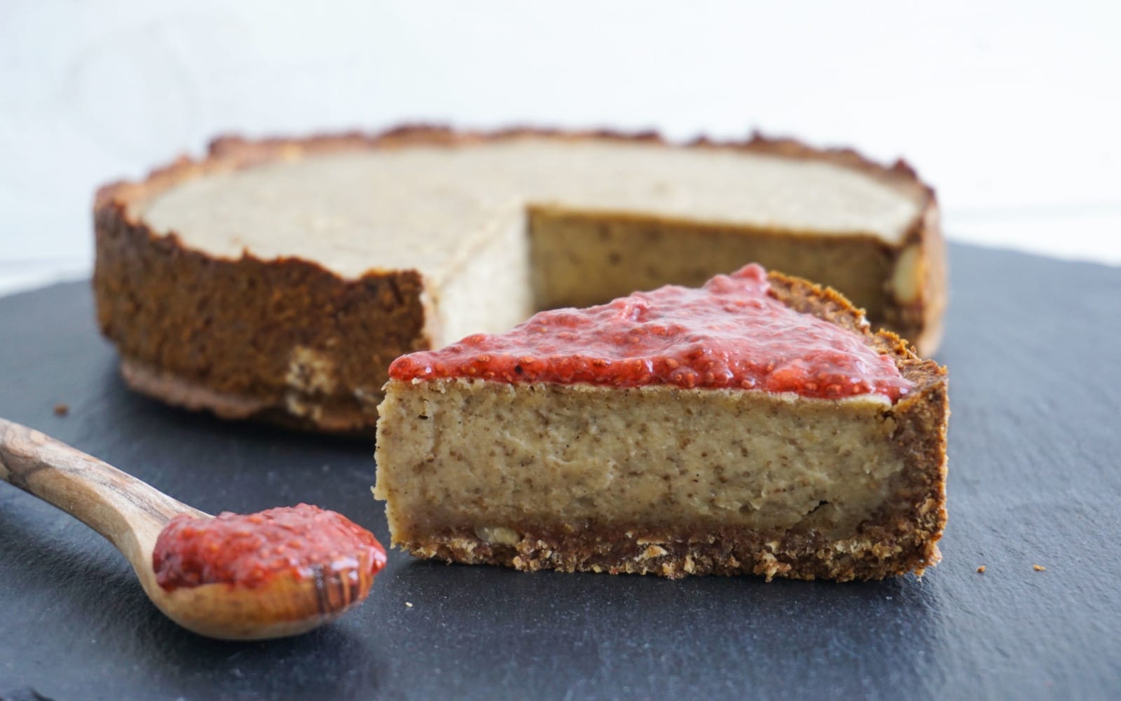 Baked Cheesecake With Jam Topping [Vegan, Gluten-Free] – One Green Planet